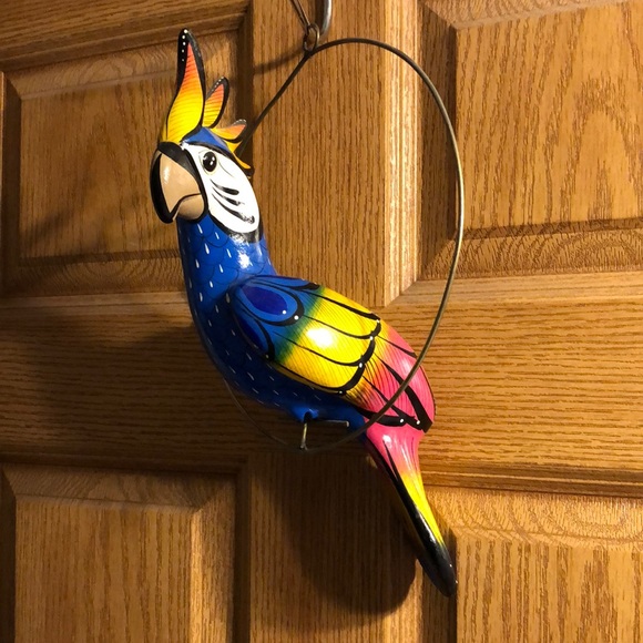 Accents | Authentic Ceramic Mexican Hand Painted Parrot With Wire Perch ...